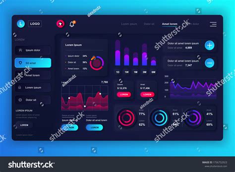 Neumorphic Dashboard Ui Kit Admin Panel Stock Vector Royalty Free Shutterstock