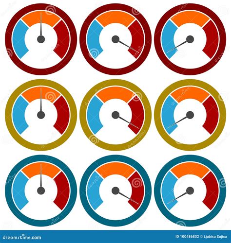 Temperature Gauge Pressure Gauge Manometer Icons Set Stock Vector Illustration Of Blood