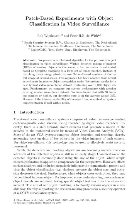 Pdf Patch Based Experiments With Object Classification In Video