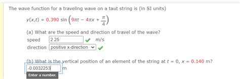 Solved The Wave Function For A Traveling Wave On A Taut Chegg