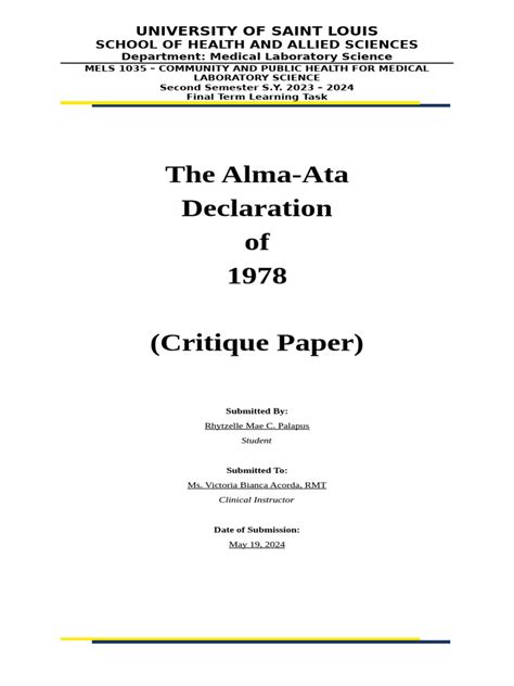 Alma Ata Declaration Cover Page Pdf