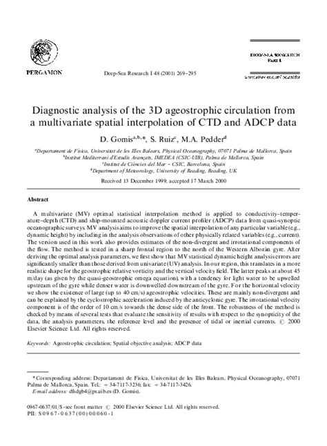 Pdf Diagnostic Analysis Of The 3d Ageostrophic Circulation From A