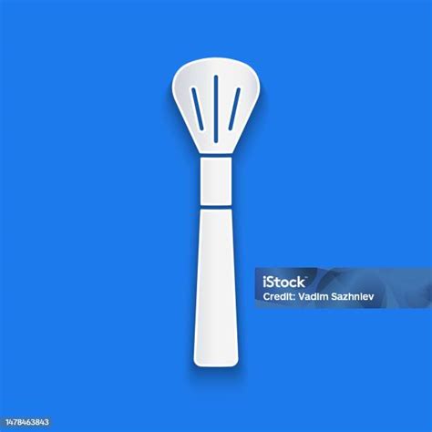 파란색 배경에 격리 된 종이 컷 메이크업 브러시 아이콘 종이 아트 스타일 벡터 0명에 대한 스톡 벡터 아트 및 기타 이미지 0명 3차원 형태 Charitable