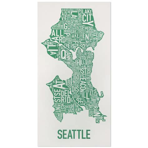 Seattle Typographic Neighborhood Map Poster Neighborly
