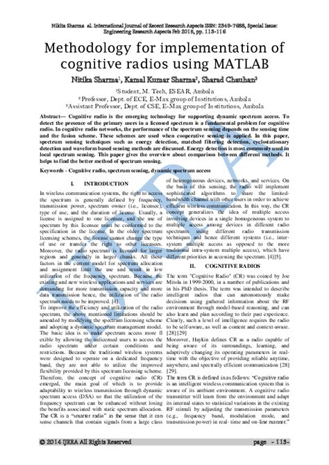 pdf methodology for implementation of cognitive radios using matlab