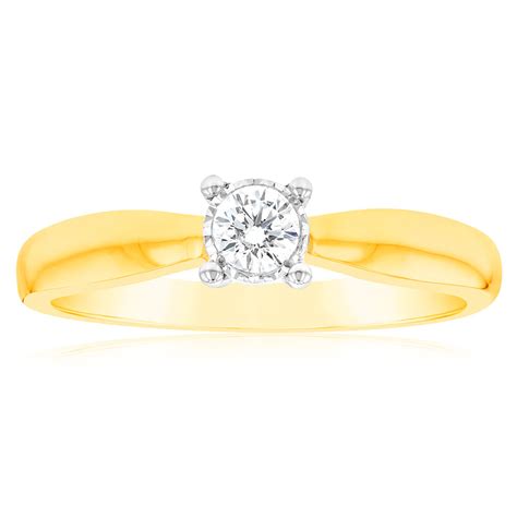 Luminesce Lab Grown 110 Carat Diamond 4 Claw Ring In 9ct Yellow Gold