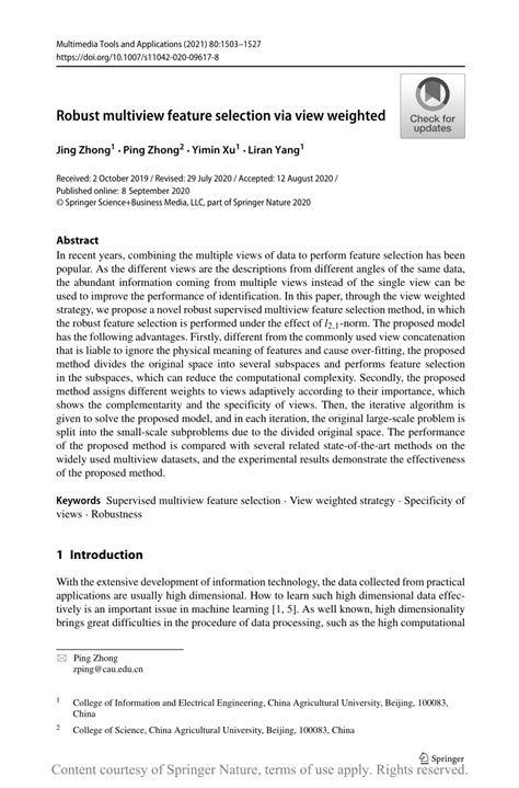 Robust Multiview Feature Selection Via View Weighted