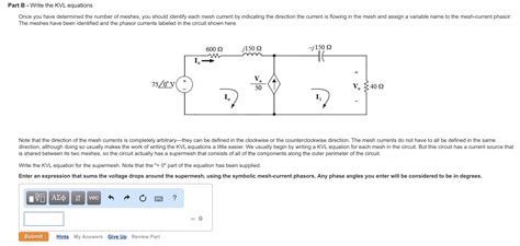 Solved Part B Write The KVL Equations Once You Have Chegg Com