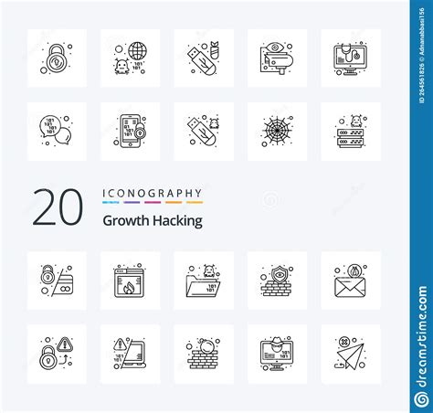 20 hacking line icon pack like shield firewall loss antivirus folder