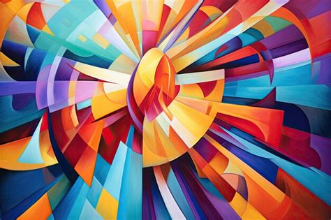 Premium Ai Image Collision Of Vibrant Geometric Shapes Creating A Visually Stimulating