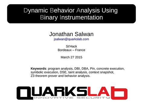 Sthack 2015 Jonathan Jonathansalwan Salwan Dynamic Behavior Analysis Using Binary