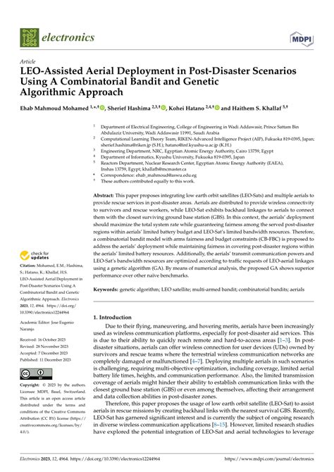Pdf Leo Assisted Aerial Deployment In Post Disaster Scenarios Using A Combinatorial Bandit And