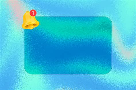 만화 소셜 미디어 알림 벨 및 새 메시지 아이콘이있는 투명한 유리 빈 알림 팝업 3d 렌더링 그라데이션에 대한 스톡 사진 및 기타 이미지 Istock