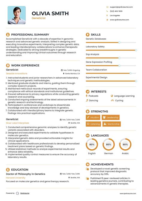10 Geneticist Resume Samples Templates For 2025