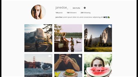 Instagram Profile Layout With Css Grid And Flexbox Youtube