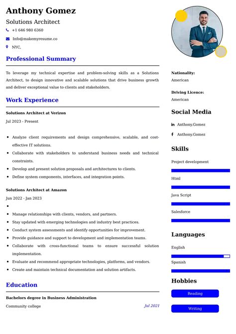 Solutions Architect Cv Examples Usa Writing Tips And Guide
