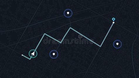 city map with designated destination and multiple markers indicating