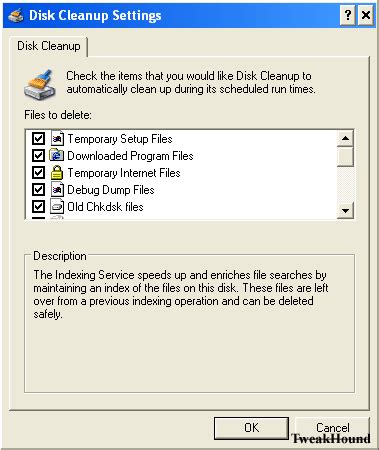 TweakHound How To Schedule Disk Cleanup To Run Automatically In Windows XP