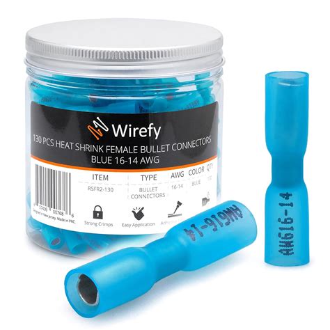 130 Pcs Wirefy Heat Shrink Female Bullet Connectors Female Wire