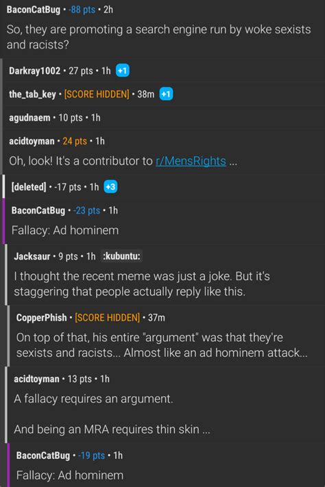 Fallacy Ad Hominem R Selfawarewolves