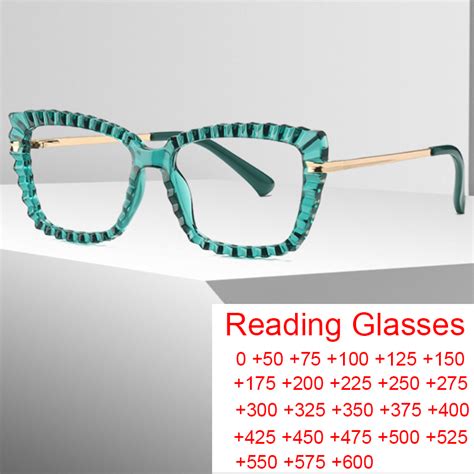 Optical Square Reading Glasses Women Luxury Green Prescription