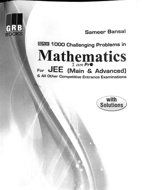 1000 Challenging Problems In Mathematics For Jee Sameer Bansal Pdf