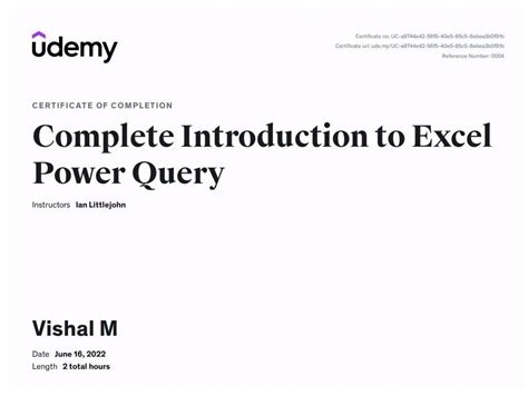 vishal m on linkedin excel powerquery udemy