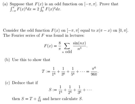 solved a suppose that f x is an odd function on [−π π]