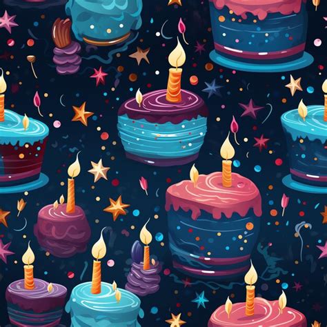 Premium Photo A Pattern Of Colorful Cakes With Candles