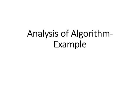 analysis of algorithms in compilers analysis of algorithm