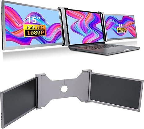Triple Portable Monitor For Laptop 15 Inch Fhd 1080p Ips Display