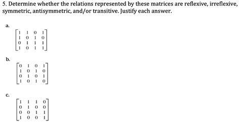 solved 5 determine whether the relations represented by