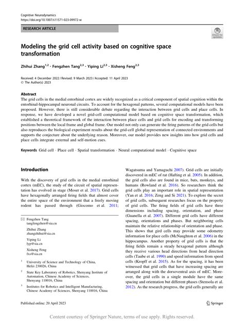 PDF Modeling The Grid Cell Activity Based On Cognitive Space Transformation