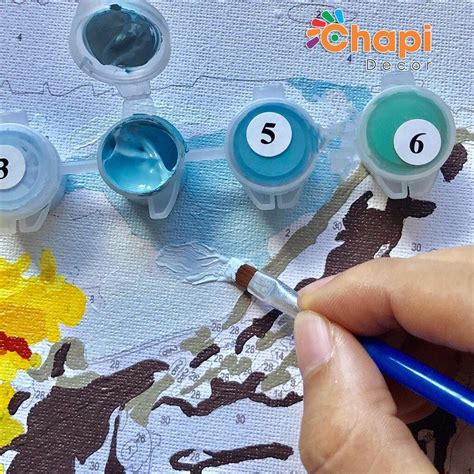 Tranh Tô Màu Số Hóa Chapi Hoa Sen Size 50x65cm Mã Tshl 204 đã Căng Khung Có Dầu Bóng Tranh