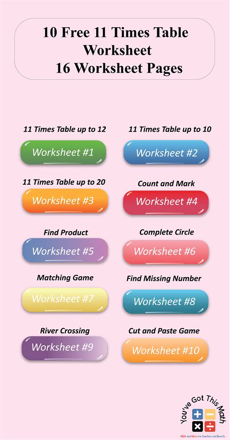 10 Free 11 Times Table Worksheet Fun Learning