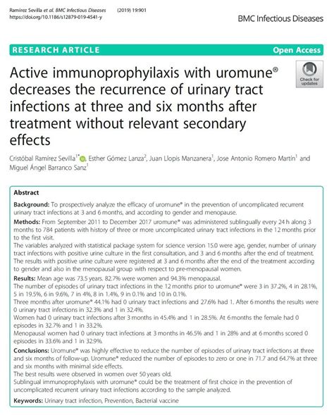 Urinary Tract Infections Uromune Bmc Infectious Diseases 2019