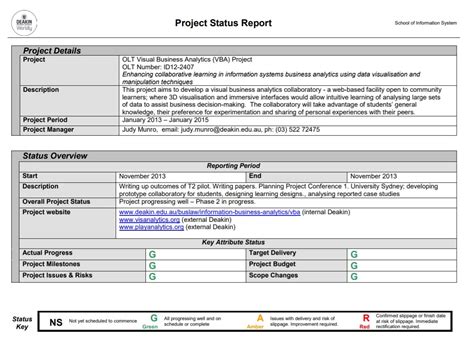 Status Report Template Free Report Templates