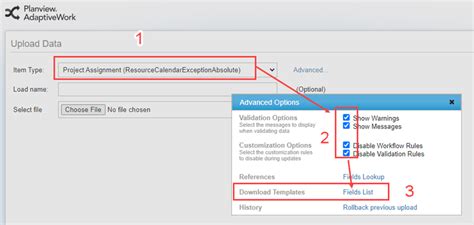 bulk load project assignments entering days months for multiple
