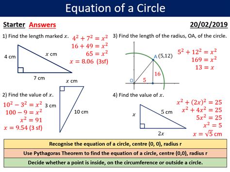 Equation Of A Circle Teaching Resources
