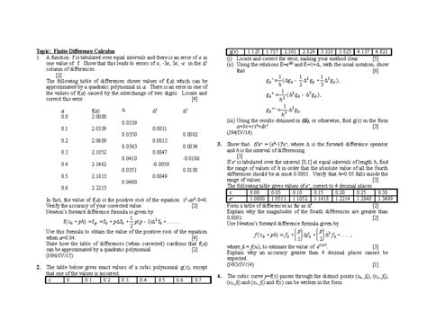 Numerical Analysis Finite Difference Topic Finite Difference Calculus A Function F Is