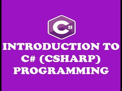 Introduction To C C Sharp Programming Language