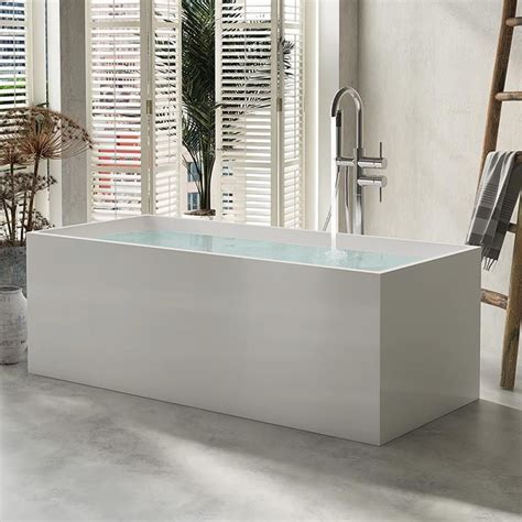 Modern Rectangular Tub Acrylic Freestanding Bathtub For Home