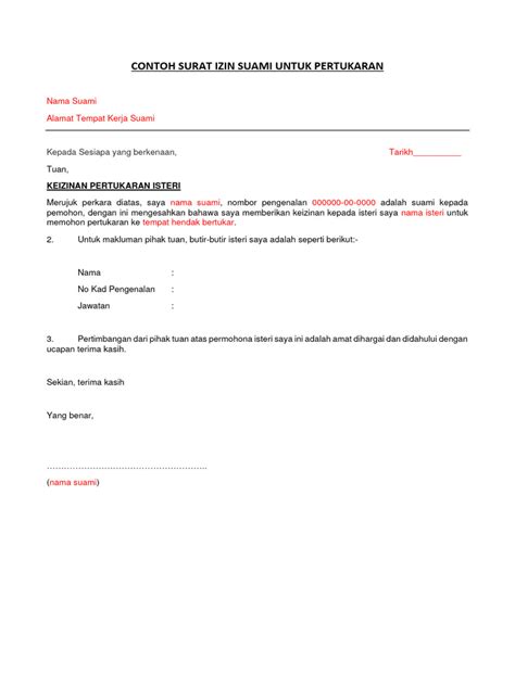 Contoh Surat Sokongan Mohon Pertukaran Untuk Rujukan Pdf