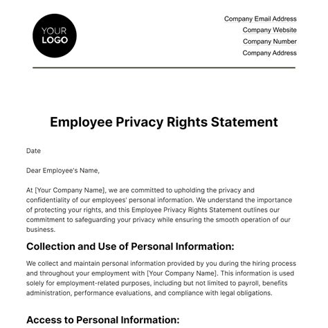 Free Employee Privacy Rights Statement Hr Template To Edit Online