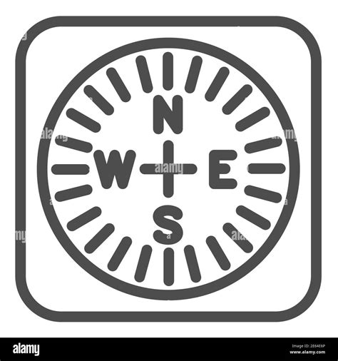 Compass Line Icon Nautical Concept Mariner Compass Sign On White Background Navigation