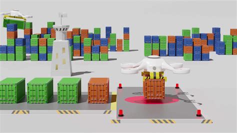 Drone Move Container Cargo Freight Ship With Working By Drone Bridge In Import Export And