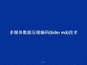 多媒体数据压缩编码技术学习教案