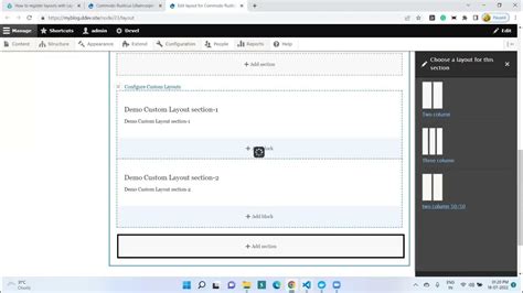 how to define custom layouts layout builder for drupal 9 layout
