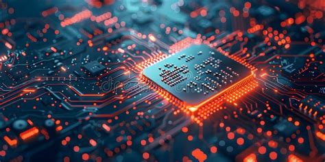 digital artwork with a central processing unit cpu microchip and
