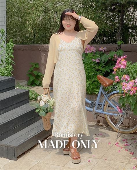 [55 120][체형커버]플라워뷔스 원피스 에이블리